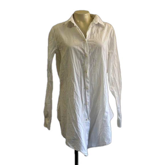 Sara Roka | Tops | Sara Roka 0 Cotton White Button Front Blouse Sz 44 ...